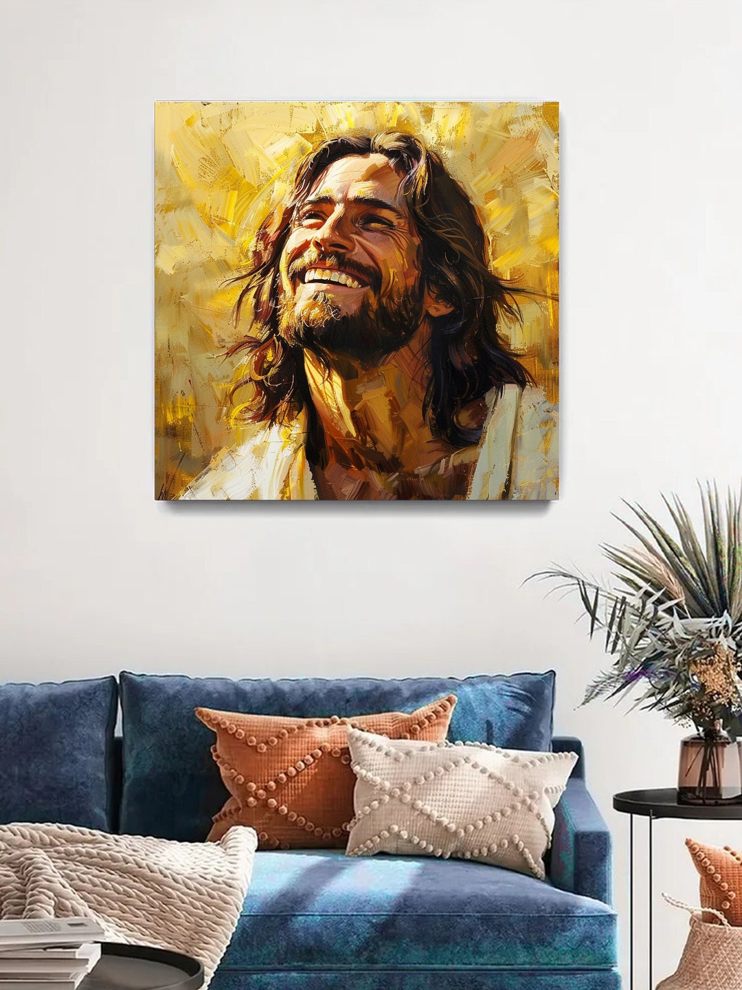 Happy Jesus, Printable Wall Art, Smiling Jesus Poster, Jesus Digital ...