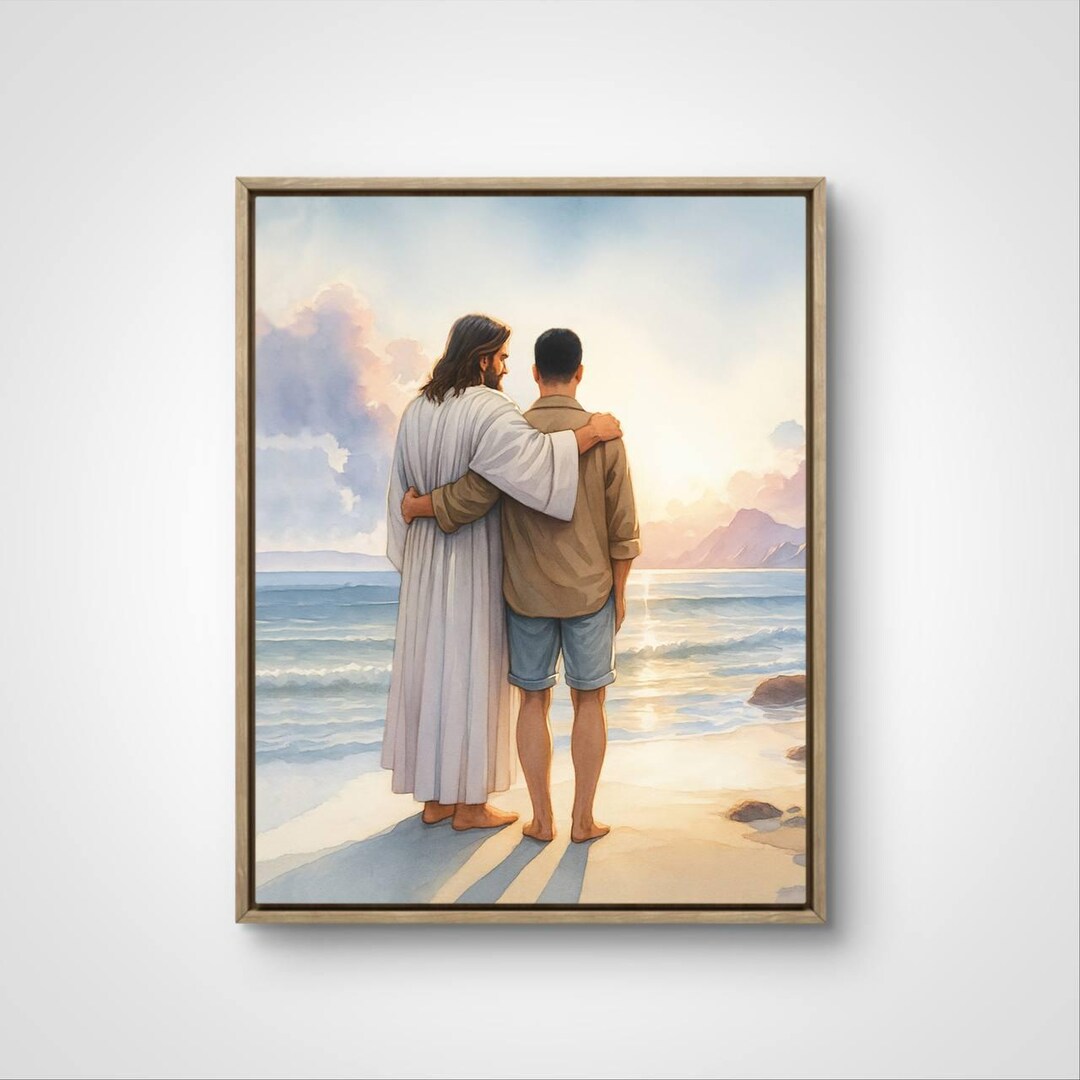 Jesus With Man Art, Faceless Portrait, Christian Artwork, Lds Baptism ...