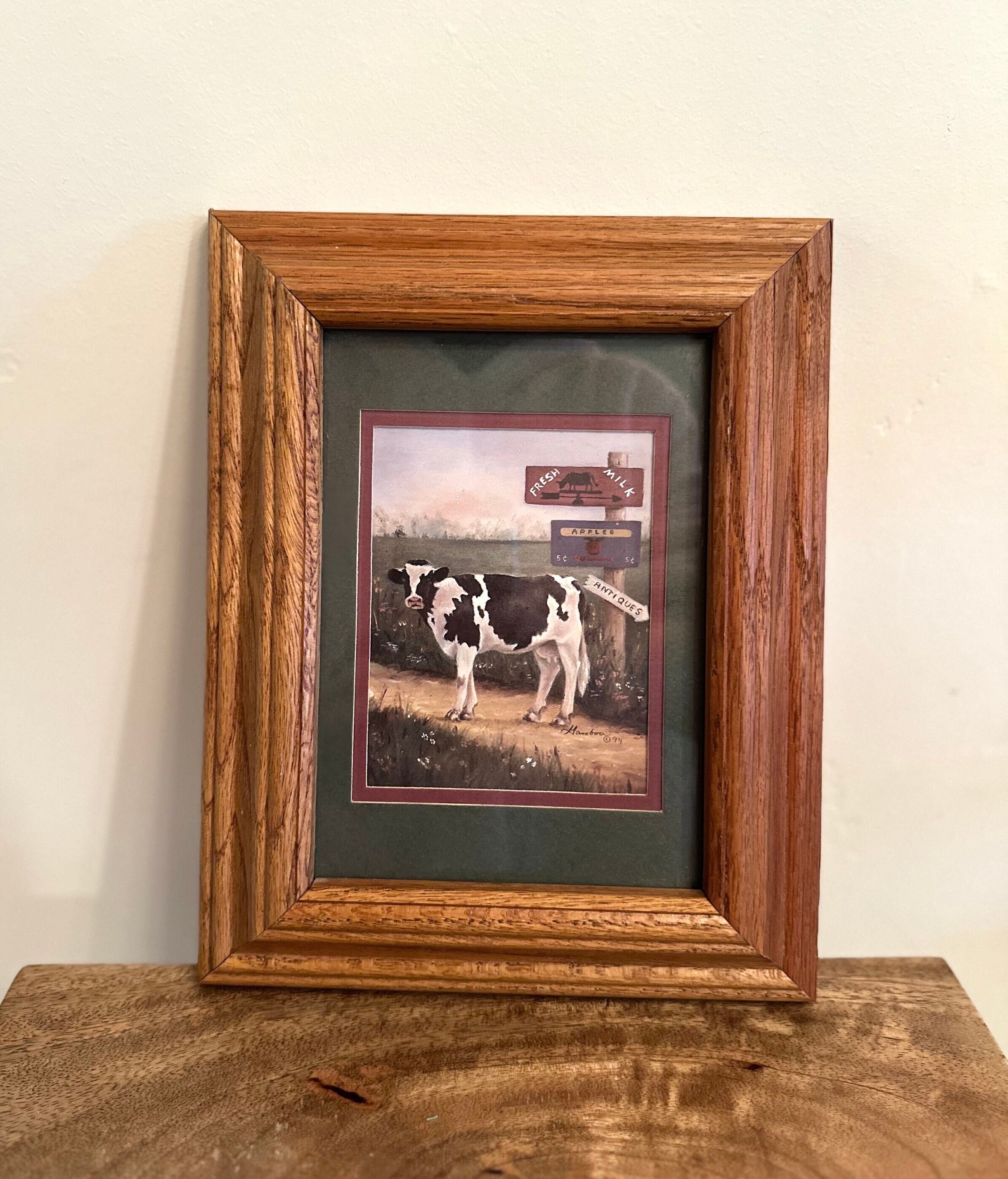 Dairy Cow Art “fresh Milk” by Artist Consuela Gamboa, Vintage Framed ...