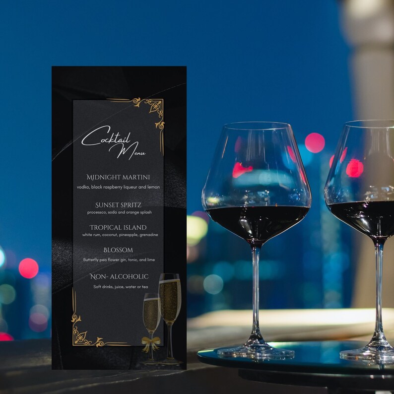 Luxury Cocktail Menu Template, Minimalist Menu, Elegant Template ...