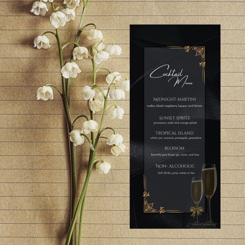 Luxury Cocktail Menu Template, Minimalist Menu, Elegant Template ...