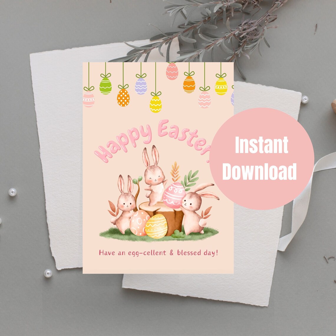 Happy Easter Card - Instant Download, Easter Greeting, Easter ...