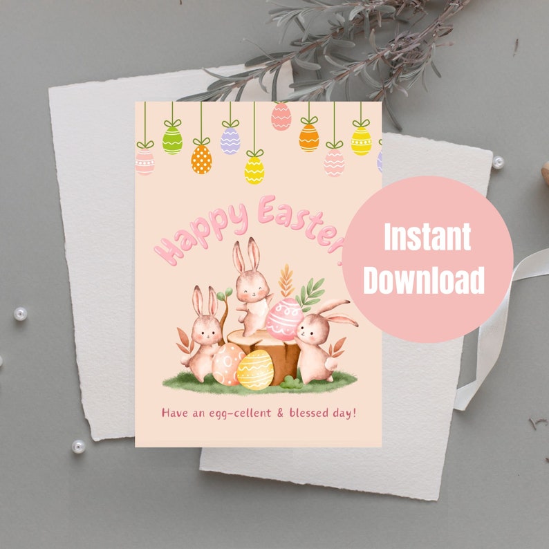 Happy Easter Card - Instant Download, Easter Greeting, Easter ...