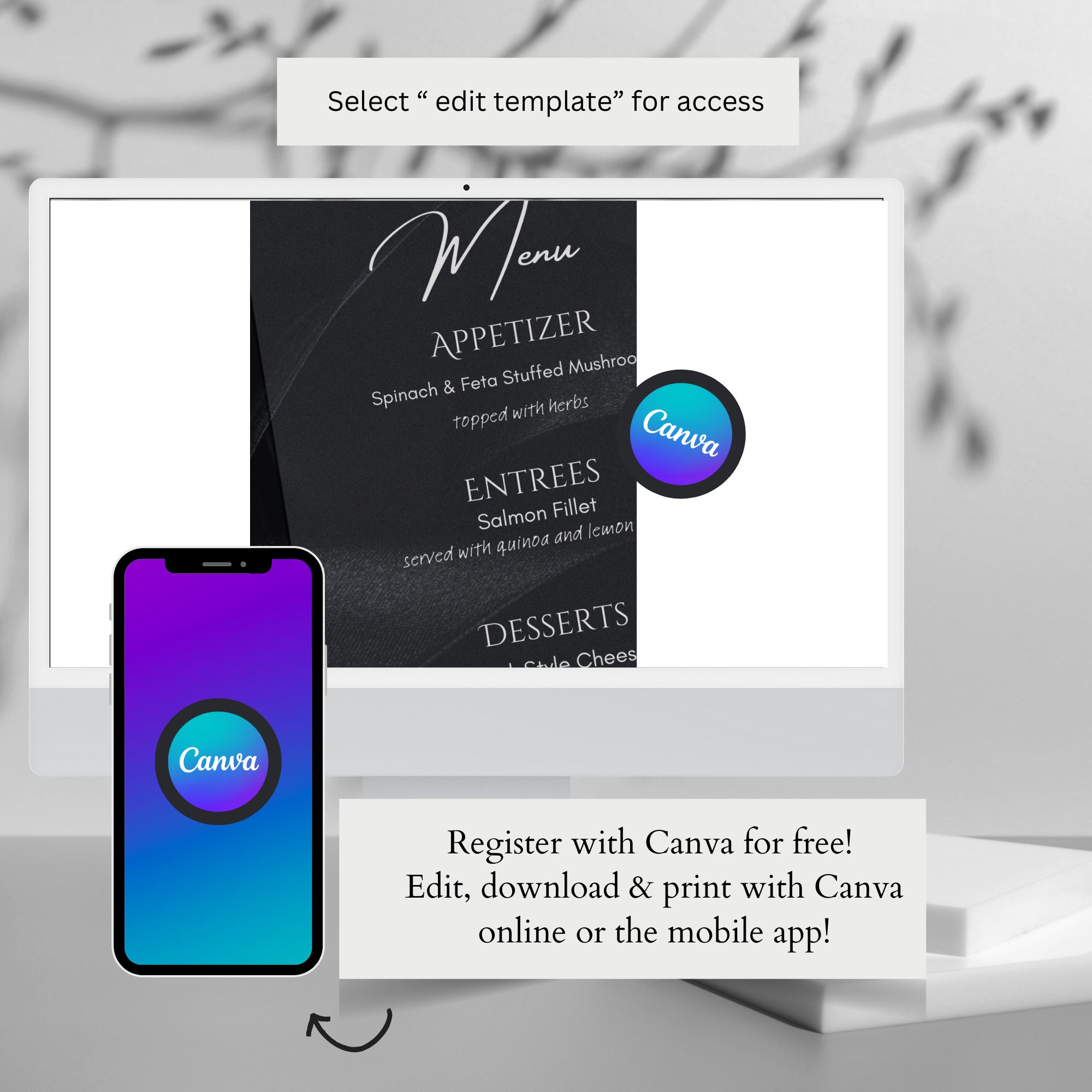 Luxury Dinner Menu Template, Modern Menu Template, Digital Download ...