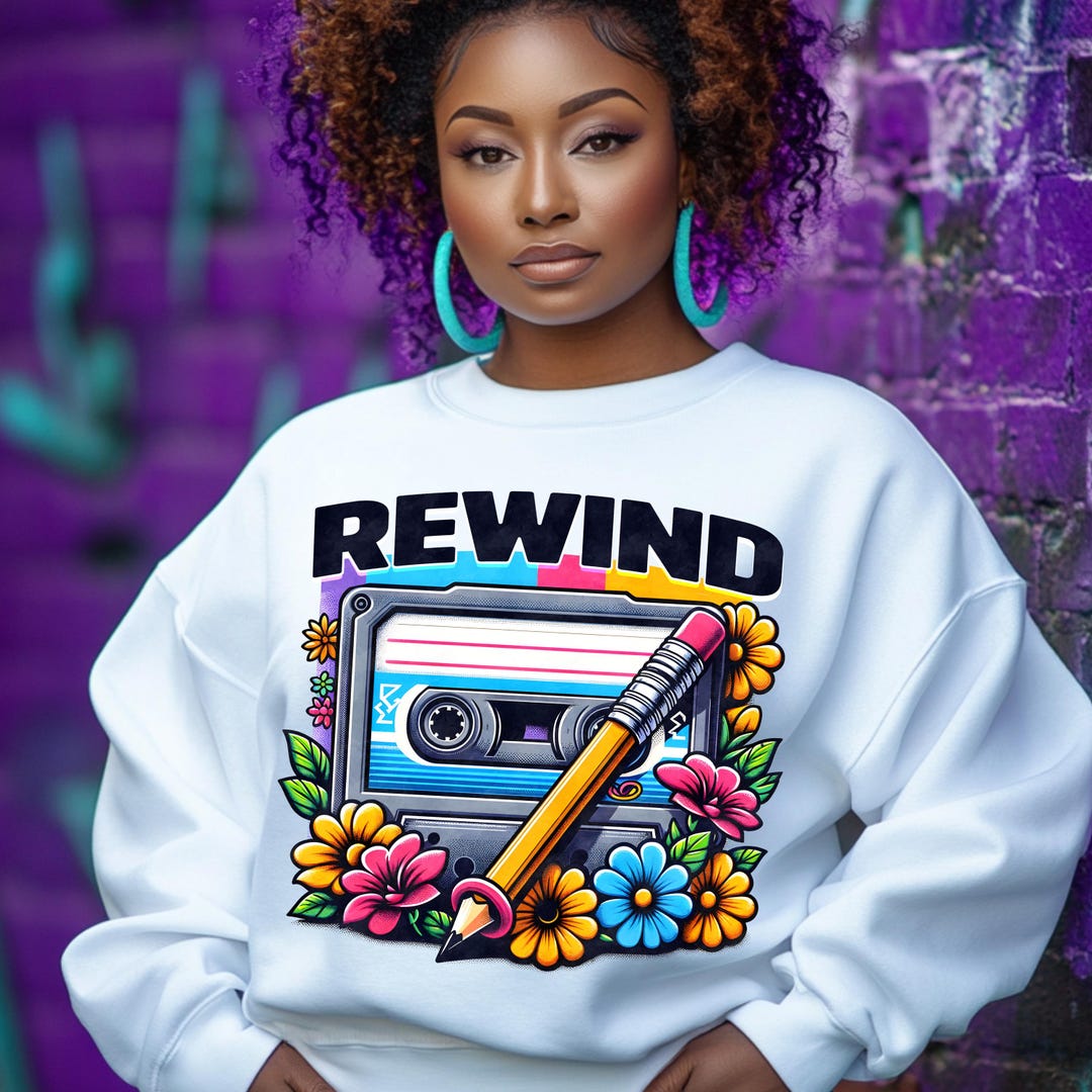 Retro Rewind Cassette PNG | 90s Throwback DTF & Sublimation Design ...