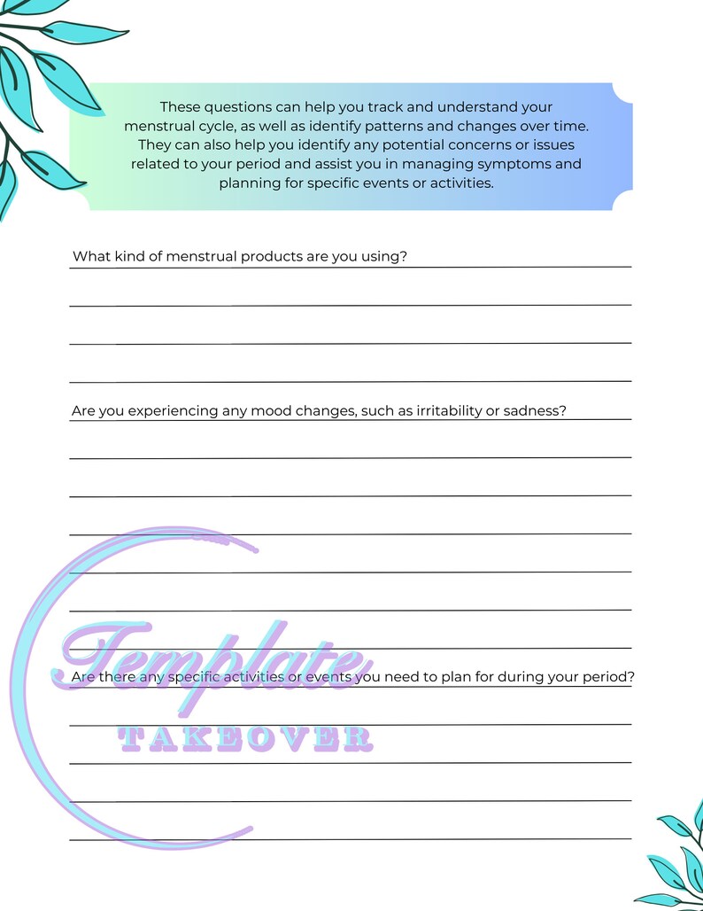 Period Tracker Printable | Menstrual Cycle Tracker | Health and ...