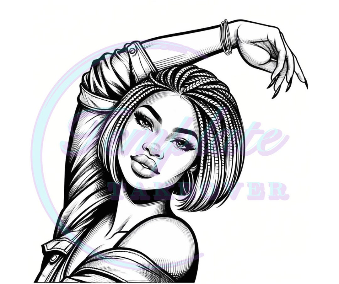 Elegant Braided Bob Hairstyle Coloring Page GPT | Affirmations ...