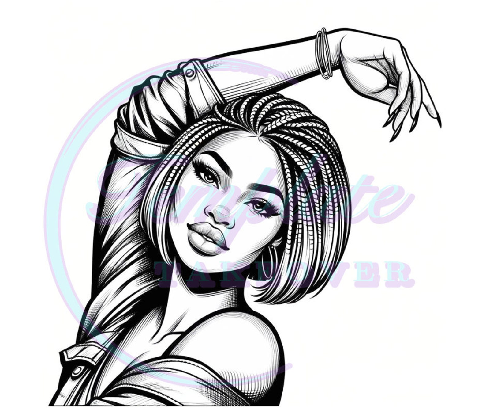 Elegant Braided Bob Hairstyle Coloring Page GPT Affirmations & Personal ...