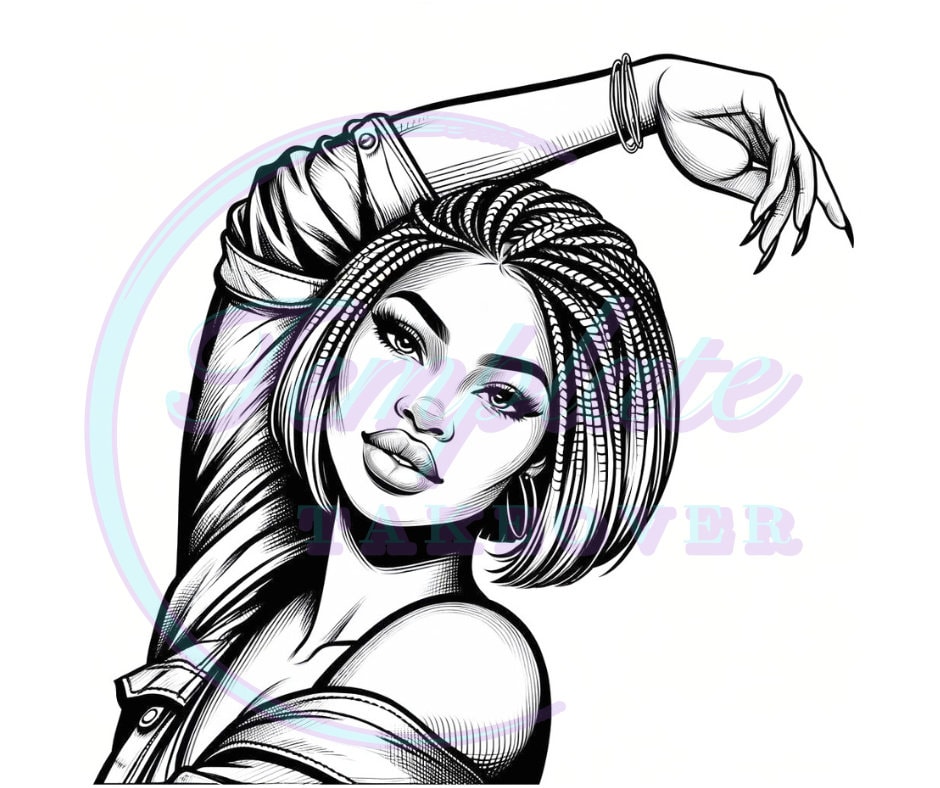 Elegant Braided Bob Hairstyle Coloring Page GPT | Affirmations ...