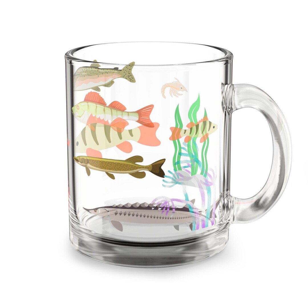 Vintage Sea Life Glass Mug: Rustic Ocean Decor, Fishing Gift - Etsy