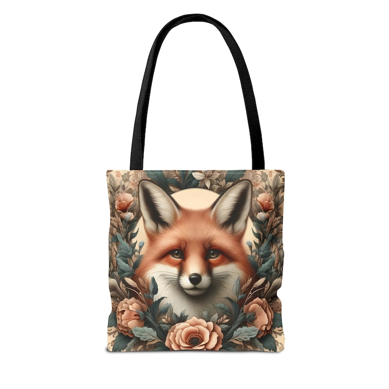 Red Fox Tote Bag William Morris Inspired Animal Print Bag Cute Fox Bag ...