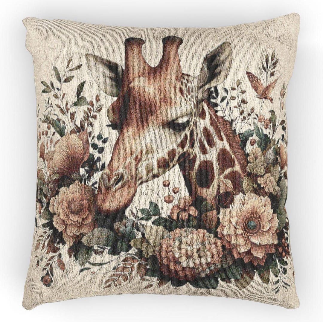 Giraffe Woven Throw Pillow: Gustav Klimt Inspired Savanna Decor - Etsy