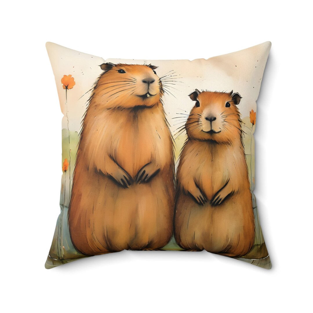 Cute Capybaras Cushion Animal Throw Pillow Retro Cottage Core Home ...
