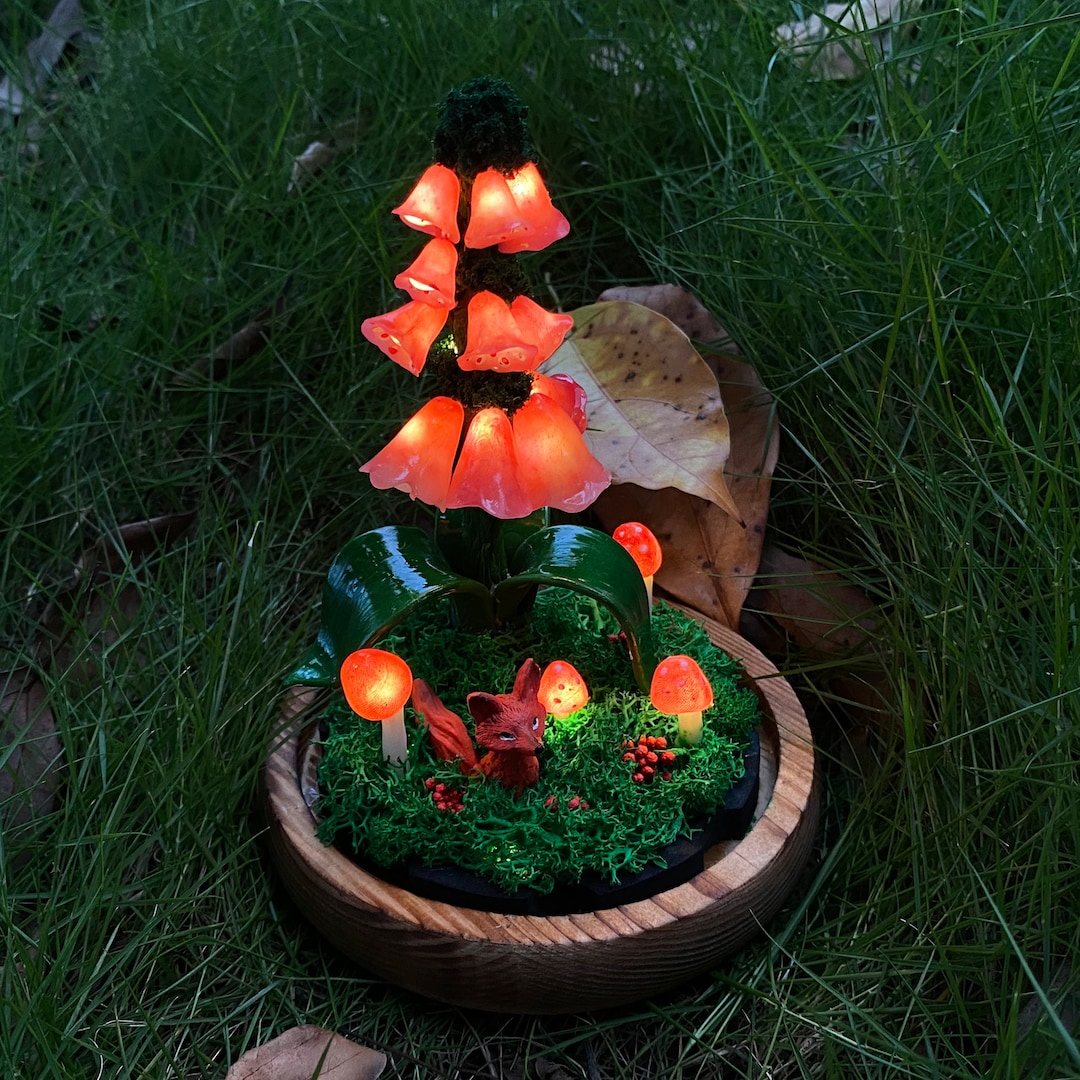 Handmade Foxgloves Light Glowing Mushroom Night Light Flower Lamp With ...