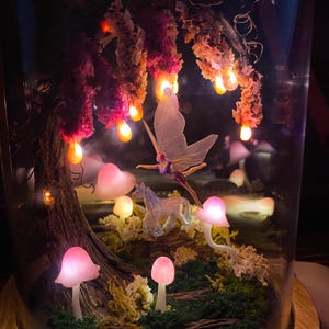 Pink Wisteria Fairy Unicorn Mushroom Night Light, Magic Mushroom Lamp ...