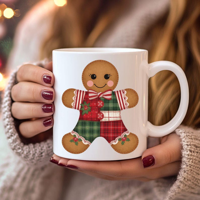 Christmas Gingerbread Man PNG Design, Patchwork Gingerbread for ...