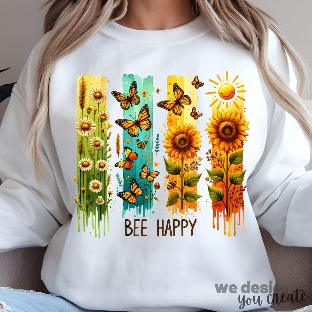 Bee Happy PNG Sublimation Design, Positivity Brushstroke PNG Design ...