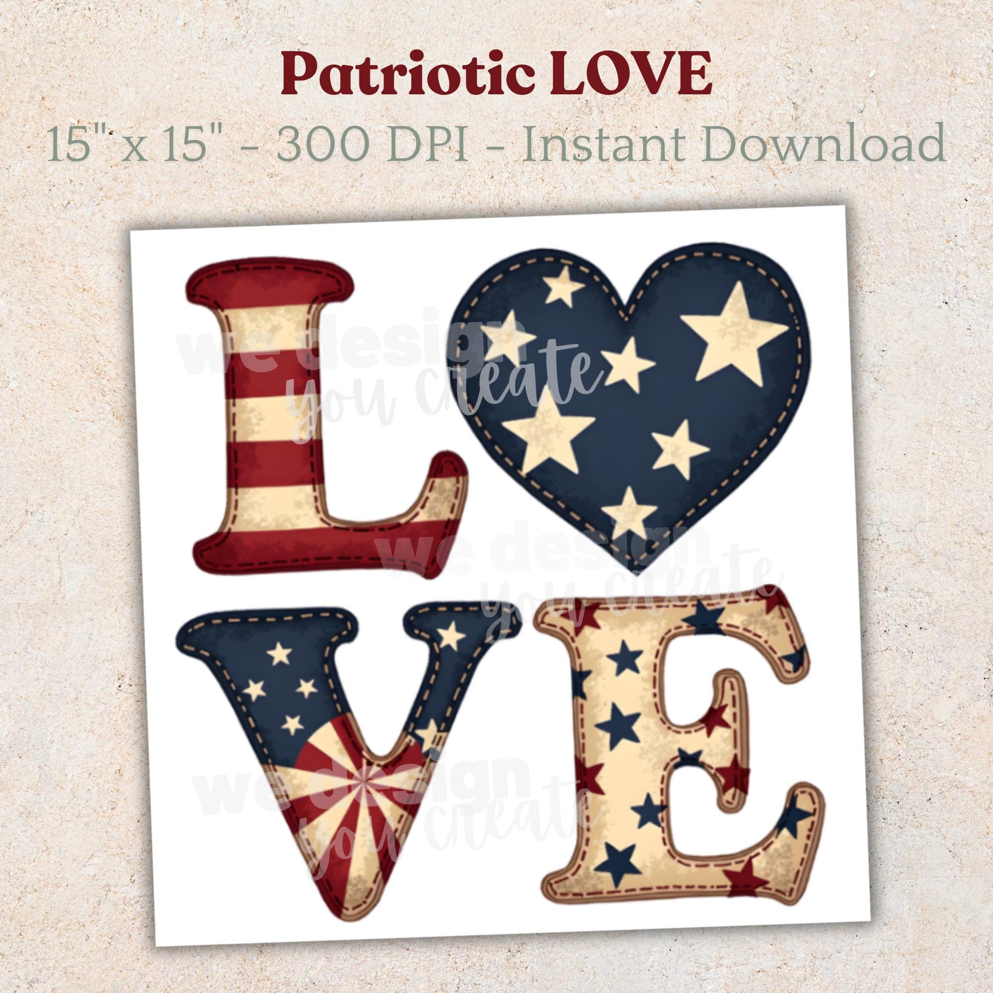 Patriotic LOVE USA Flag T-shirt PNG, 4th of July Sublimation, Red White ...