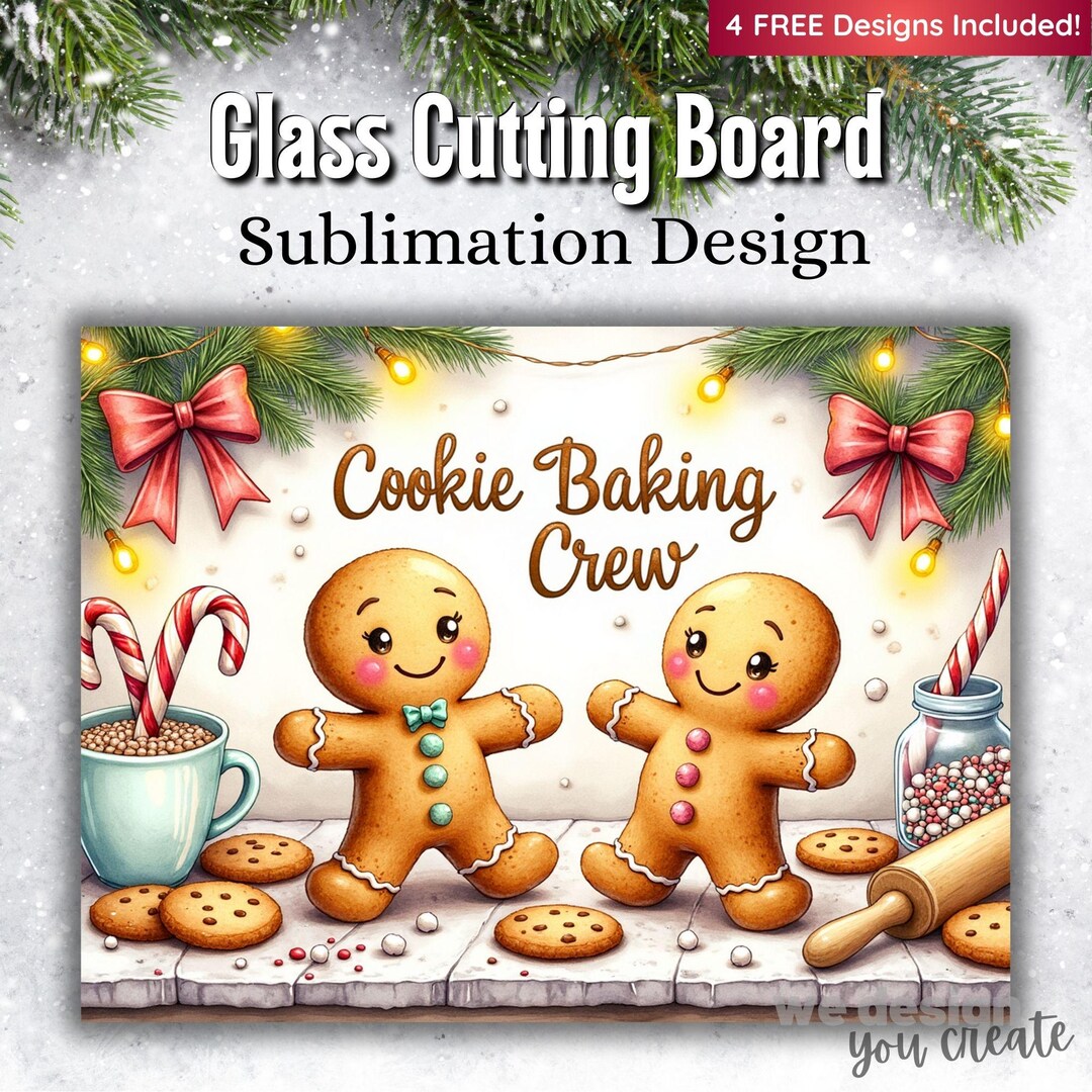 Gingerbread Cutting Board Sublimation Design, Gingerbread Man PNG ...