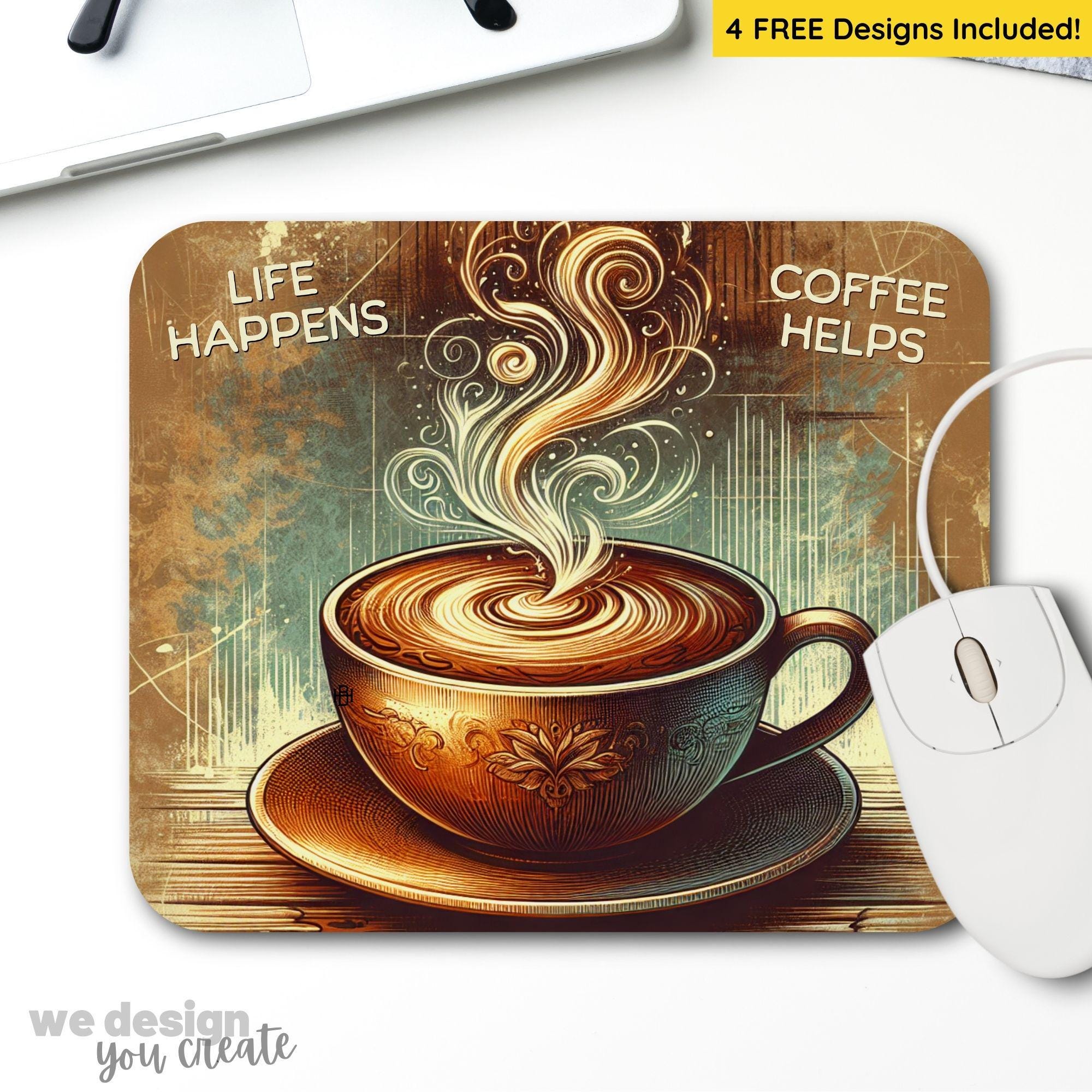 Coffee Mouse Pad Sublimation Design, Coffee Lover Gift, Desk Decor ...