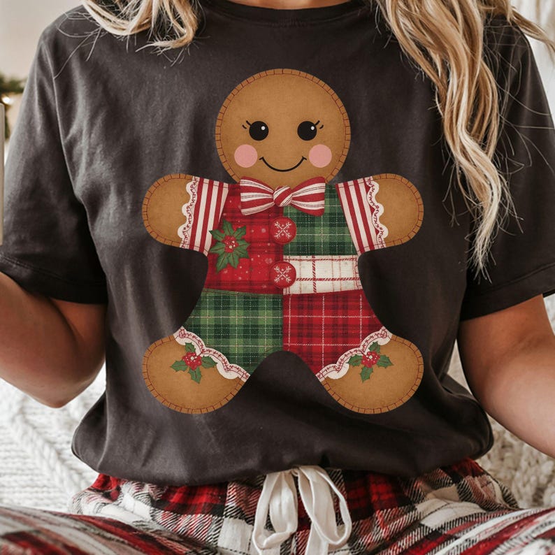 Christmas Gingerbread Man PNG Design, Patchwork Gingerbread for ...