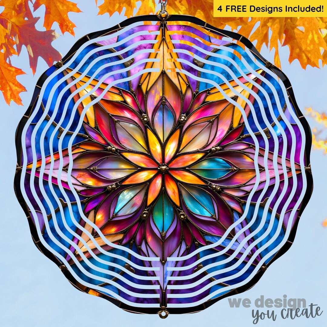 Stained Glass Wind Spinner PNG, Wind Spinner Digital Download, Hanging ...