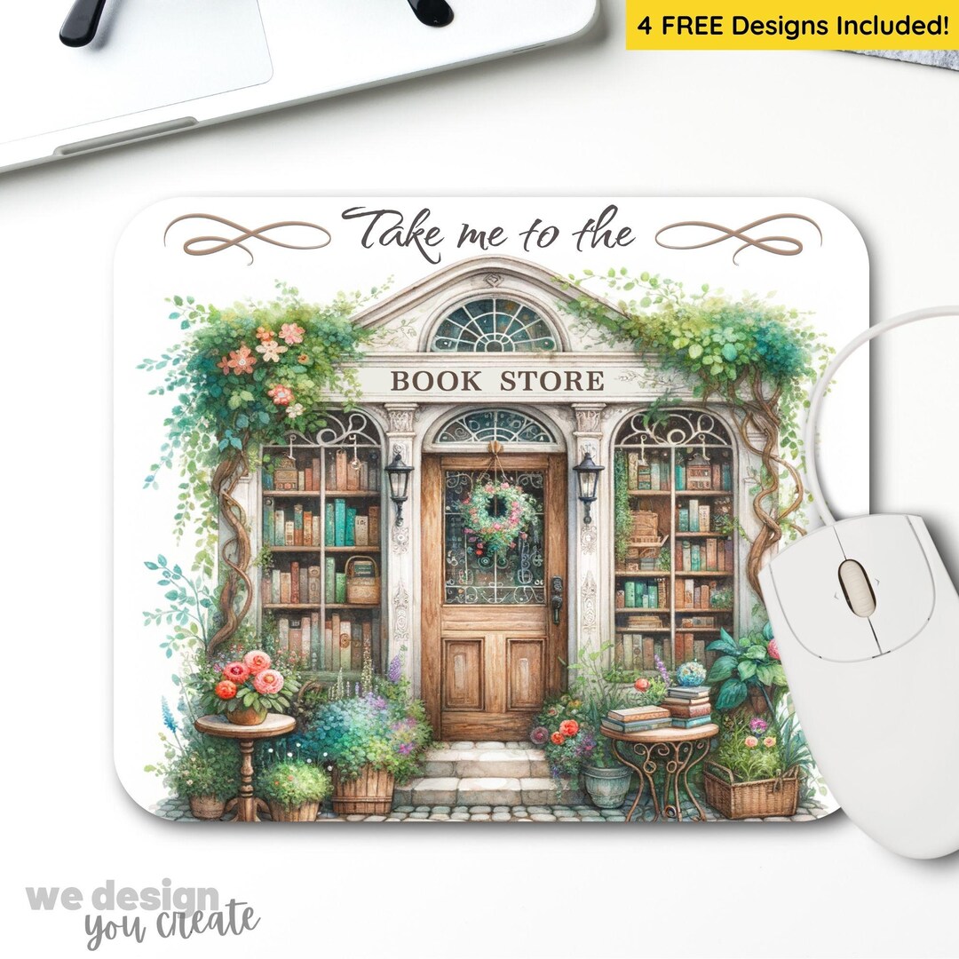 Bookish Mouse Pad Sublimation Design, Book Lover Mousepad PNG, Book ...