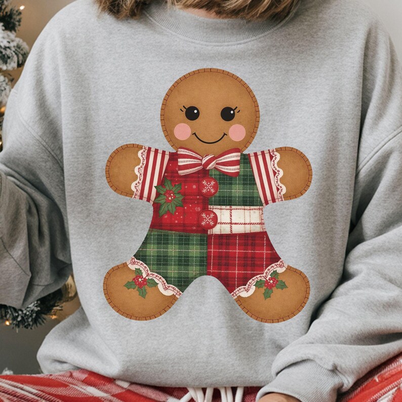 Christmas Gingerbread Man PNG Design, Patchwork Gingerbread for ...