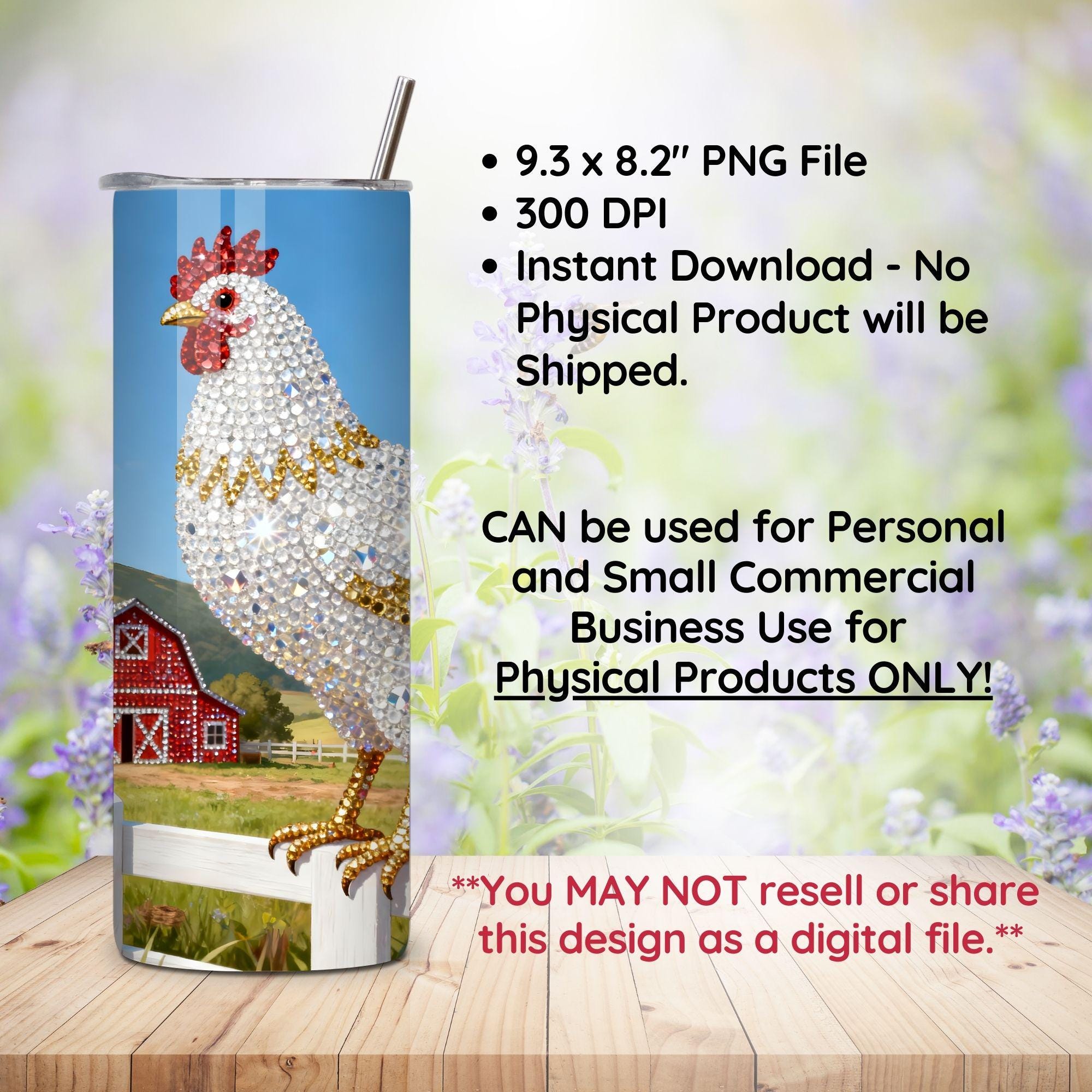 Rhinestone Rooster 20oz Skinny Tumbler Sublimation, Glitter Tumbler ...