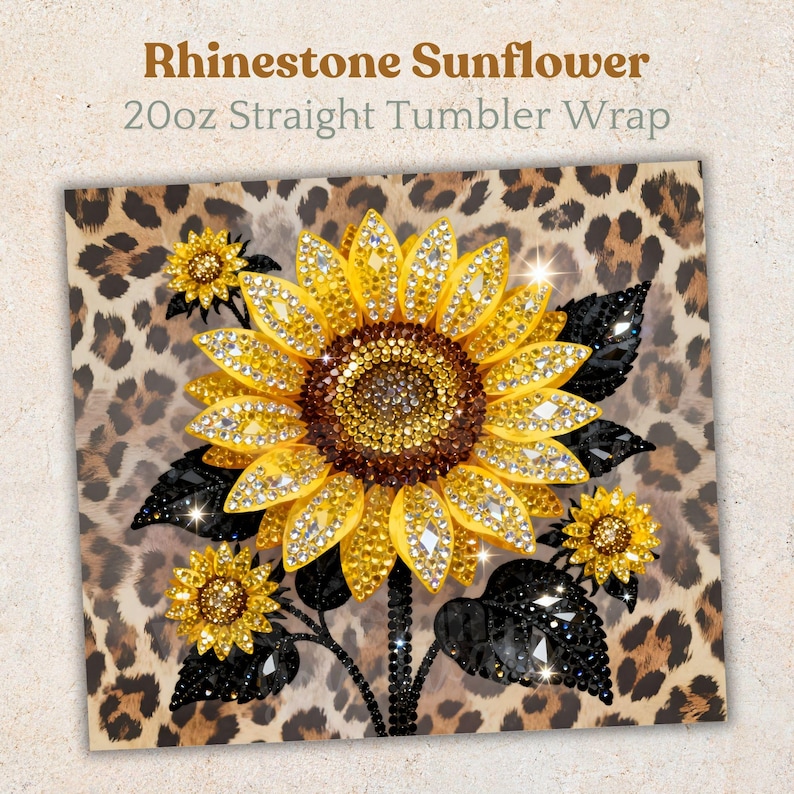 Rhinestone Sunflower Leopard Tumbler PNG, 20oz Skinny Tumbler ...