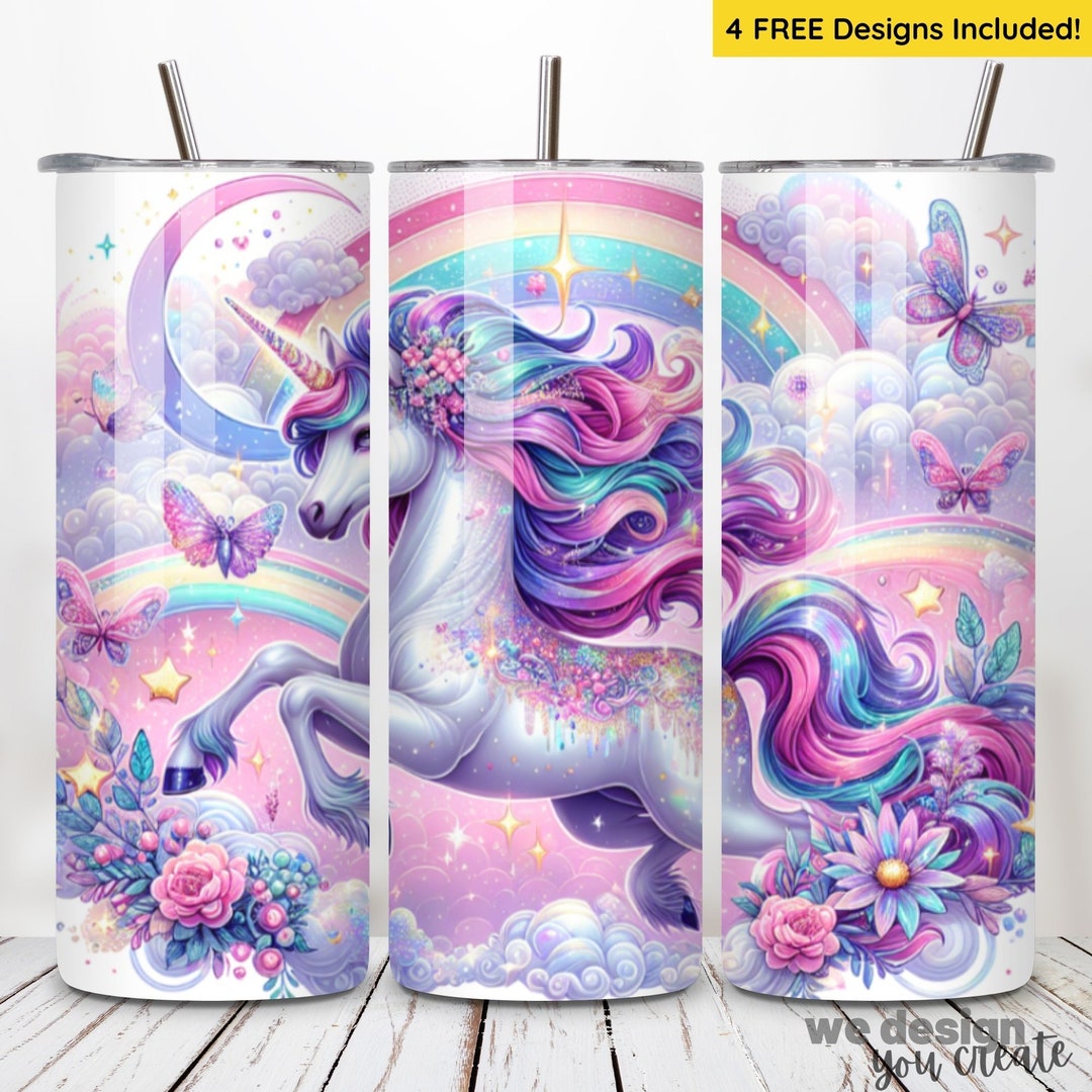 Unicorn Tumbler Wrap 20oz Skinny Sublimation Tumbler Design Pastel ...