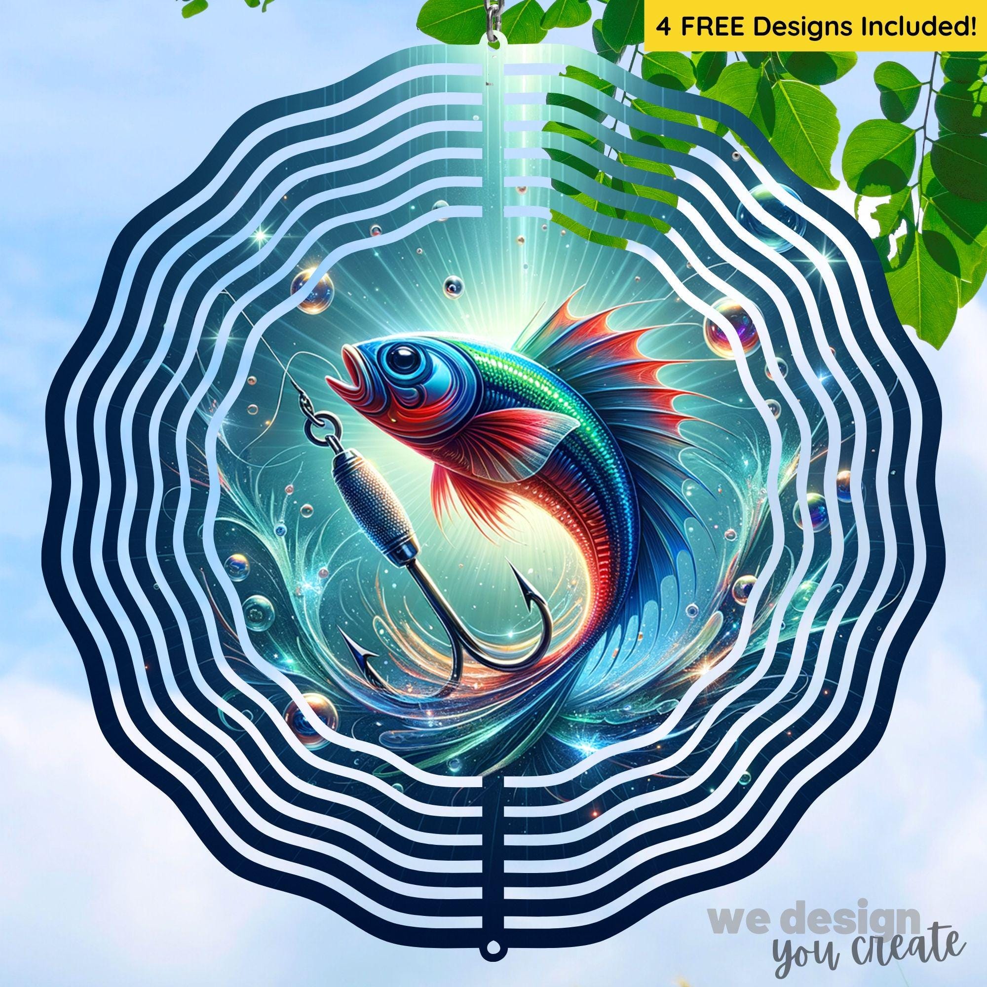 Fish Wind Spinner Sublimation Design PNG, Fishing Spinner Template ...