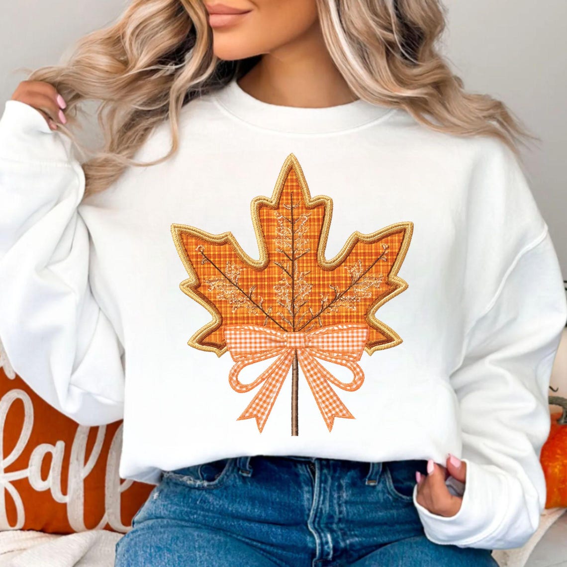 Patchwork Maple Leaf Bow PNG, Fall Autumn Sublimation Design, Shabby ...