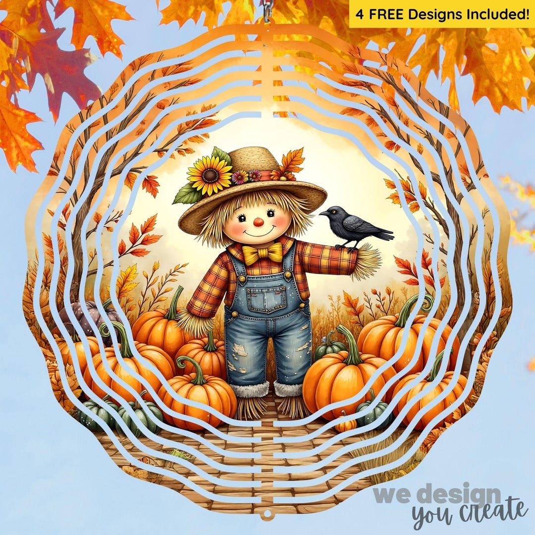 Scarecrow Wind Spinner PNG, Fall Wind Spinner Digital Download, Hanging ...