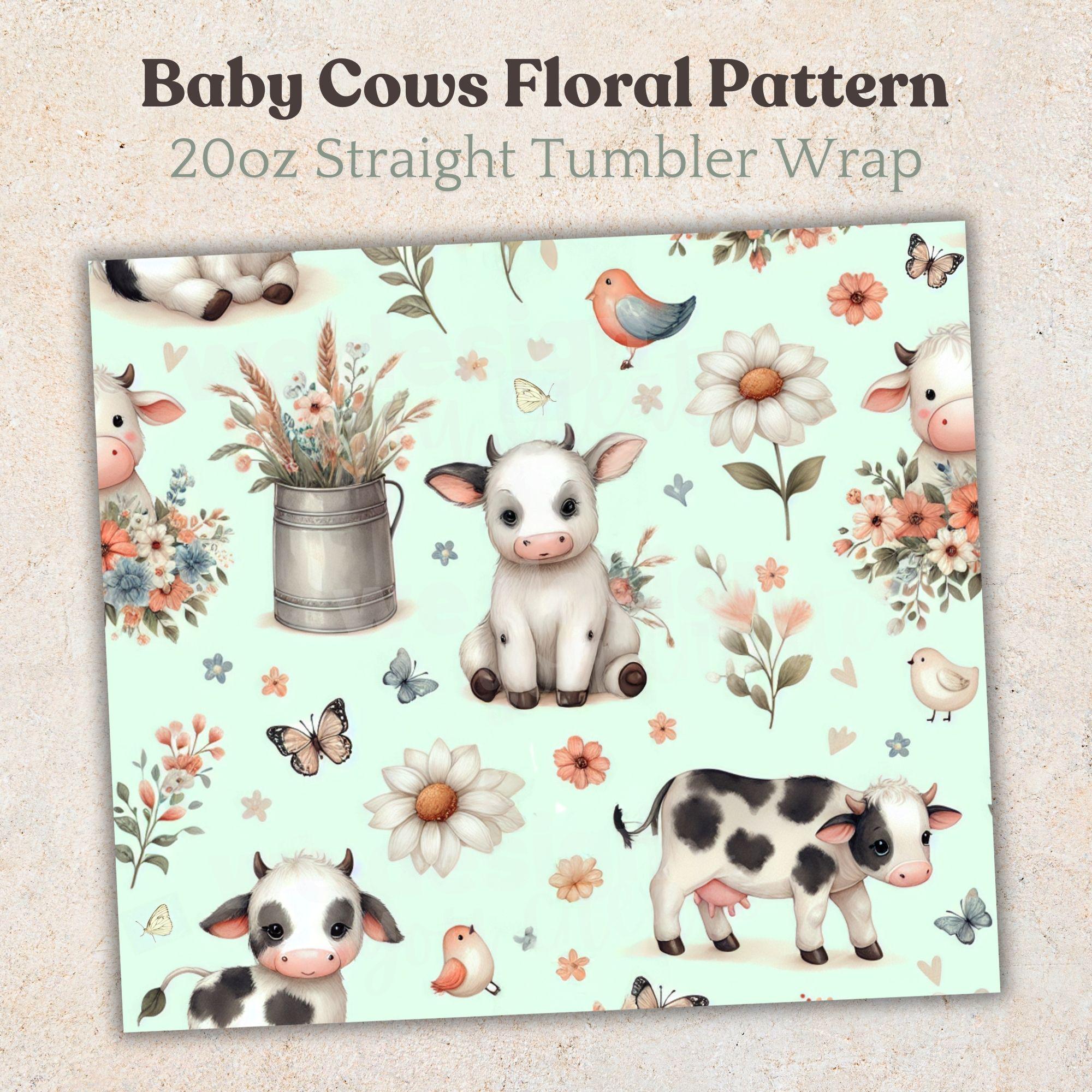 Baby Cow Tumbler Wrap PNG, 20oz Skinny Sublimation Design Digital ...