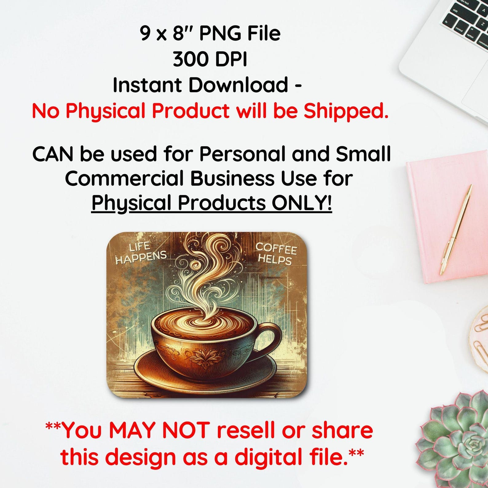 Coffee Mouse Pad Sublimation Design, Coffee Lover Gift, Desk Decor ...