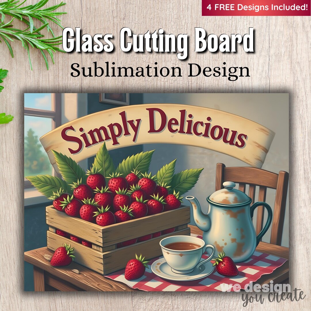 Strawberry Cutting Board PNG Design for Sublimation, Kitchen Decor ...