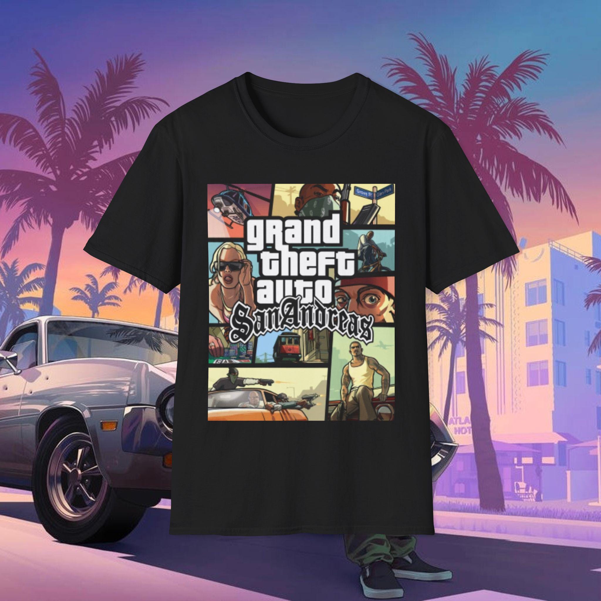 GTA Grand Theft Auto San Andreas Leonida Vice City Unisex Softstyle T ...