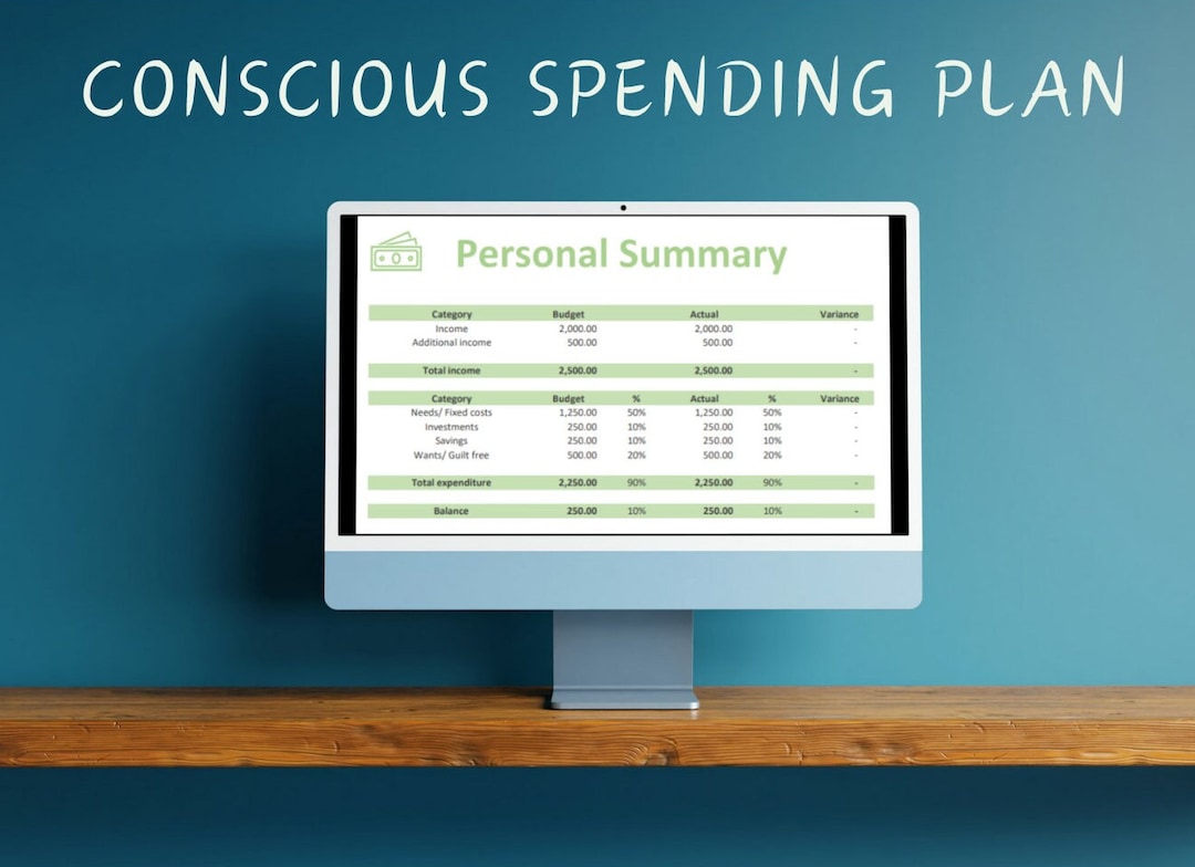 Monthly Budget Template - Conscious Spending Plan - Excel - Etsy