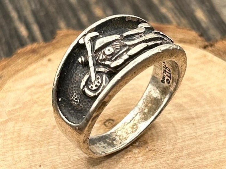 Sterling Silver Motorcycle Ring, Biker Jewelry, Otto Sterling - Etsy