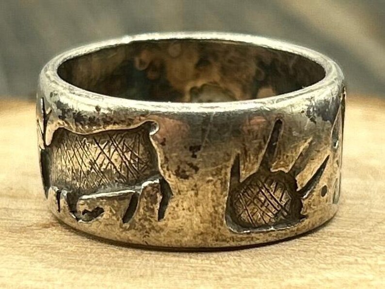 Vintage Native American Storyteller Ring With Bison Hallmark, Sterling ...