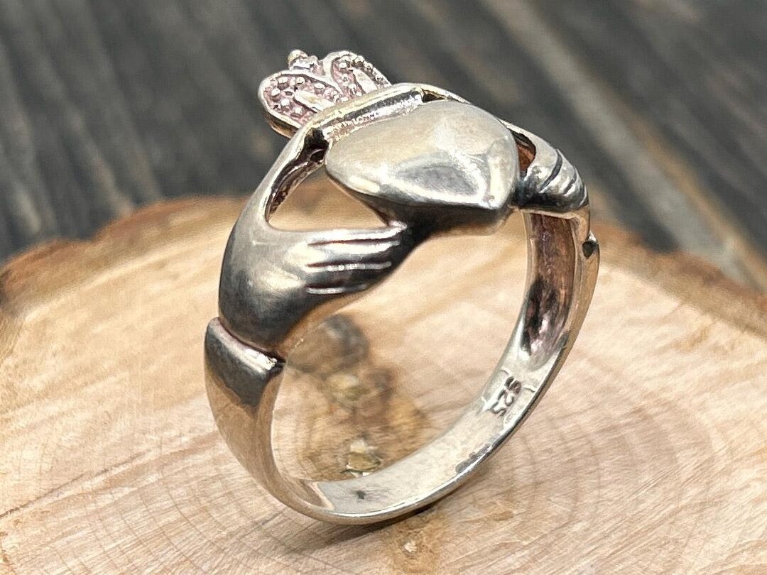 Vintage Irish Claddagh Ring, 925 Sterling Silver, Size 12 3/4, 5.1 ...