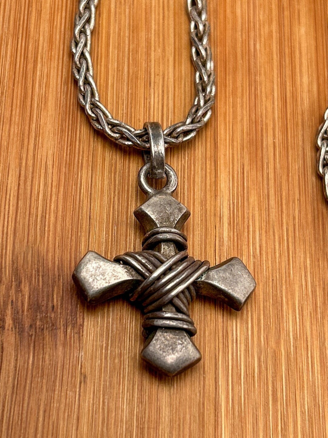 Heavy-duty Thick Sterling Silver Necklace With Cross Pendant - 40.67 ...