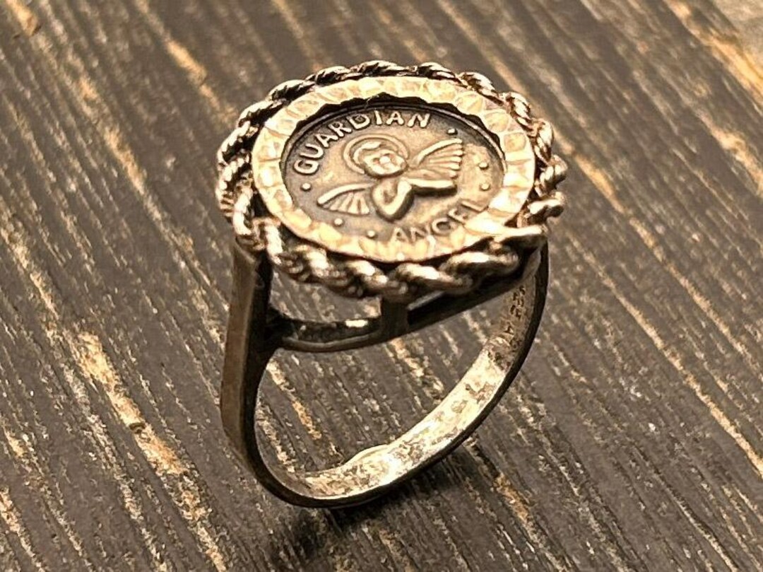 Vintage Badavici "my Angel on Guard" Sterling Silver Ring, Guardian ...