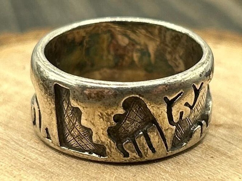 Vintage Native American Storyteller Ring With Bison Hallmark, Sterling ...