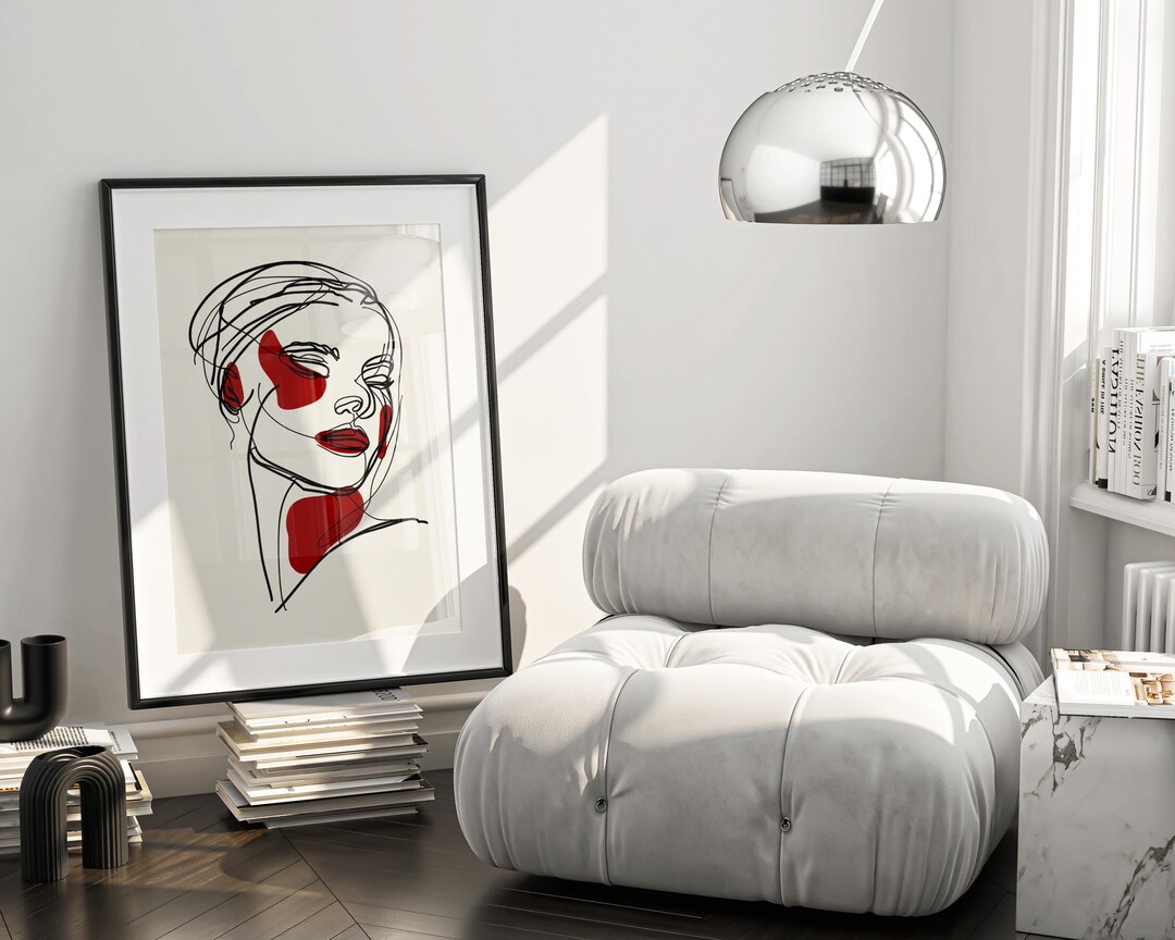 Female Face Line Art Print,female Face Portrait Line Art,minimalistic ...