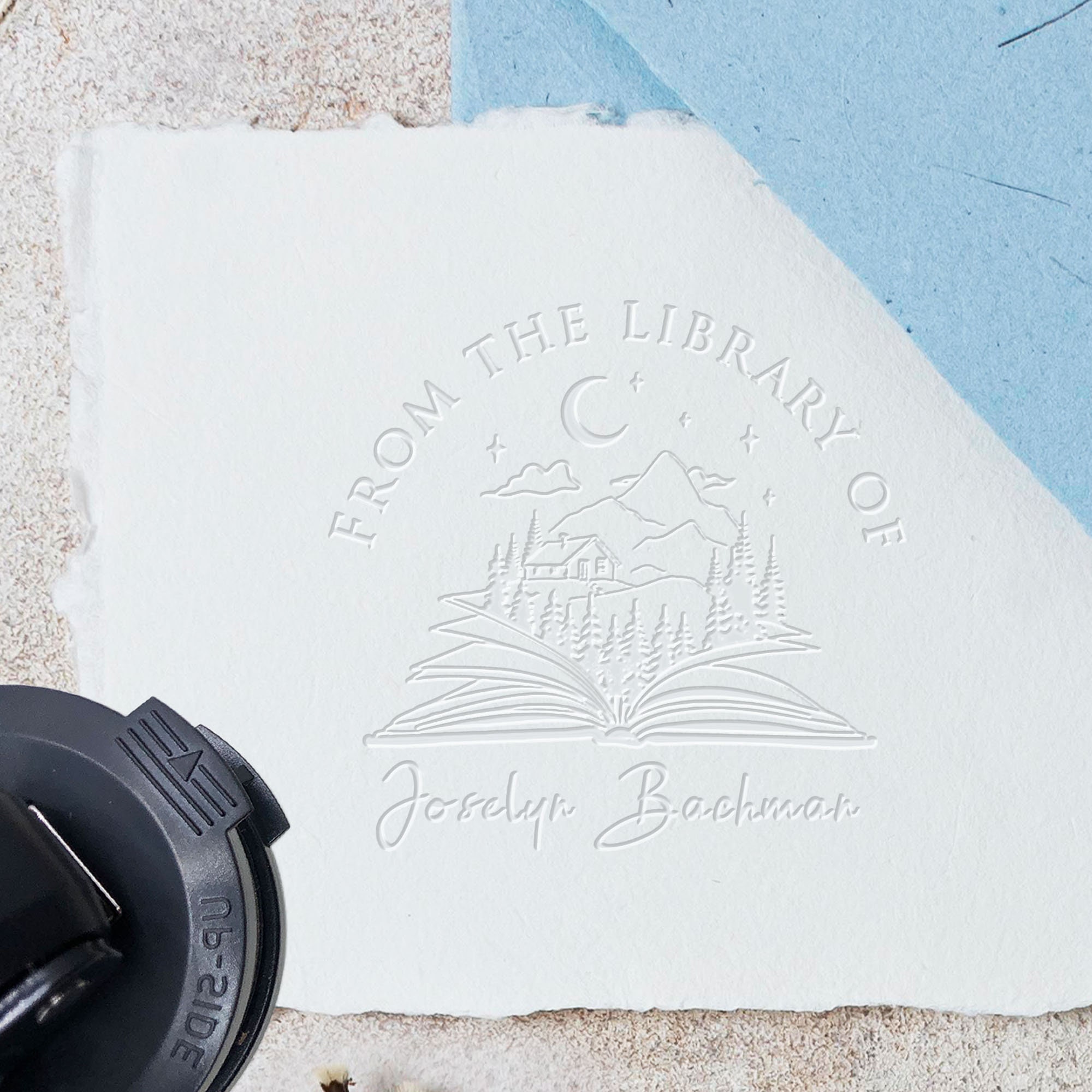 Custom Book Embosser: Personalized Library Stamp, Mountain Design - Etsy