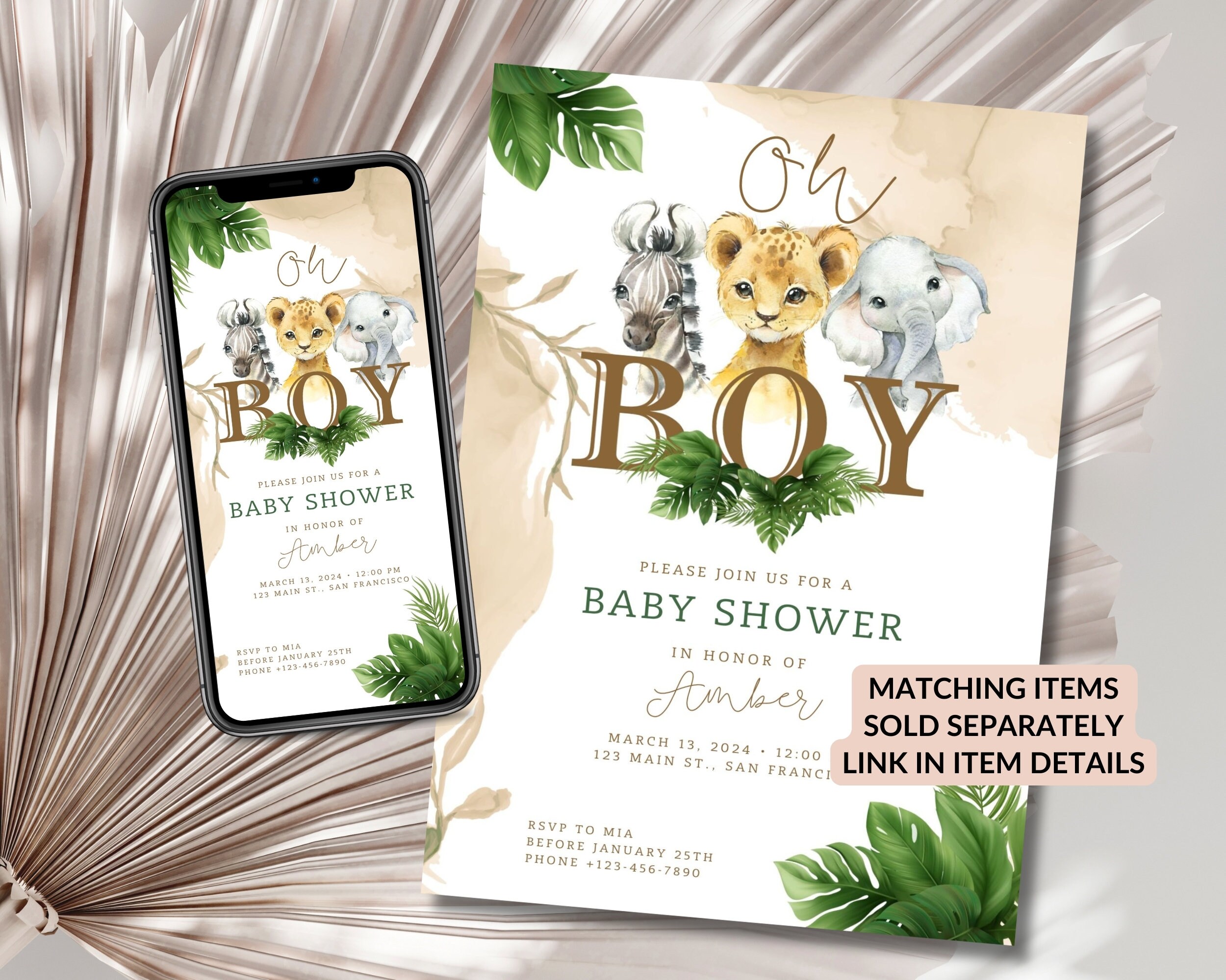Safari Boy Baby Shower Games Greenery Jungle Safari Baby Animals Wild ...