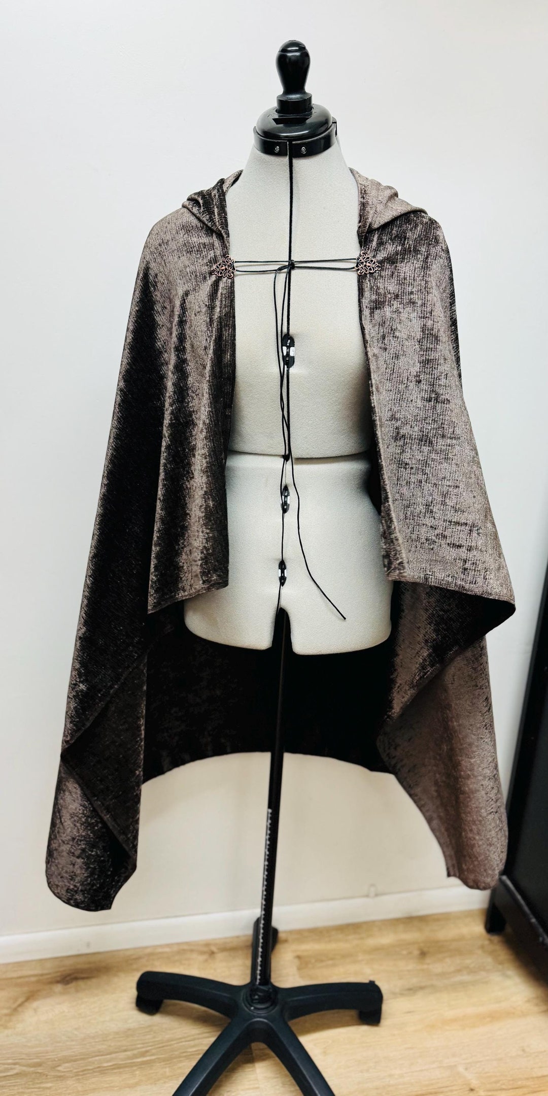 Dark Brown Velvet, Renaissance Festival Shoulder Cape W/ Full Hood ...