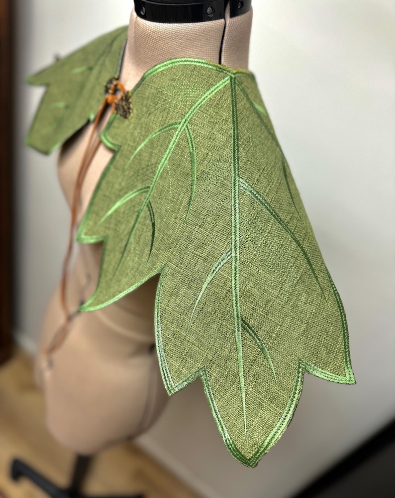 Green , Elven Leaf Capelet, Elven Ranger Fall Leaf Caplet Druids,dryads ...